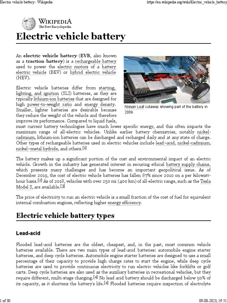 Electric Vehicle Battery | PDF | Rechargeable Battery | Electric Vehicle