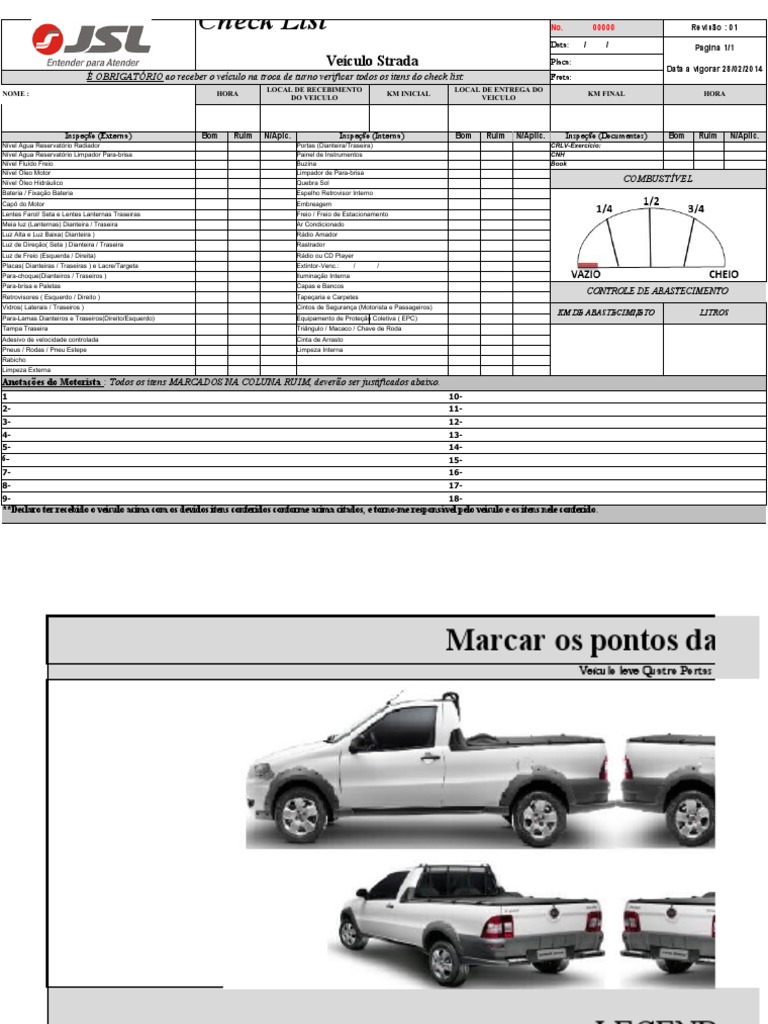 CHECK - LIST - Veículo Strada | Download grátis PDF | Pneu | Veículos
