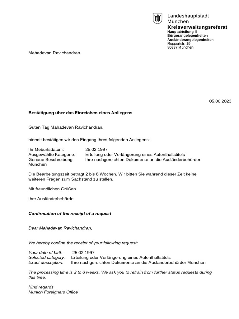 Bestatigung Einer Kundigung Muster