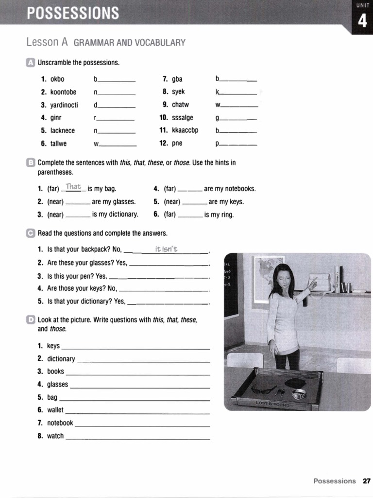 Possessions and Vocabulary Practice | PDF | Linguistics | Human ...