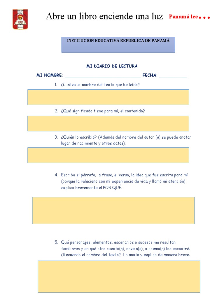 Ficha-Mi Diario de Lectura | PDF