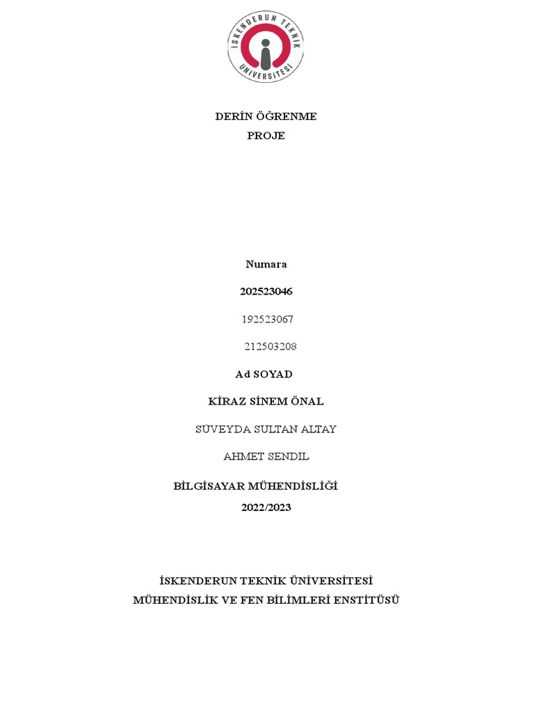 Derin Öğrenme Proje | PDF