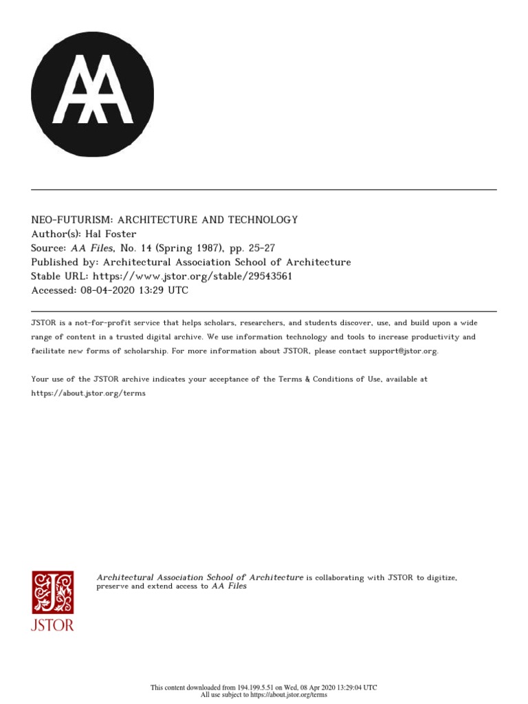 Foster Hal, Neo-Futurism - Architecture and Technology | PDF | Science ...