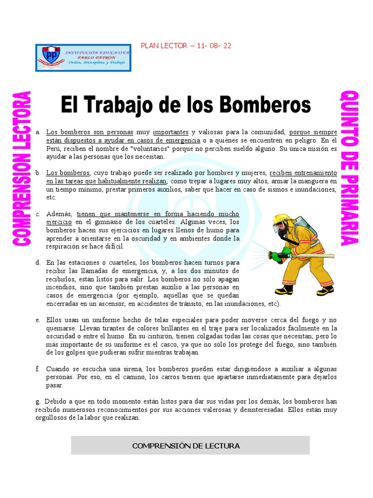LECTURA - El Trabajo de Los Bomberos | PDF | Bombero