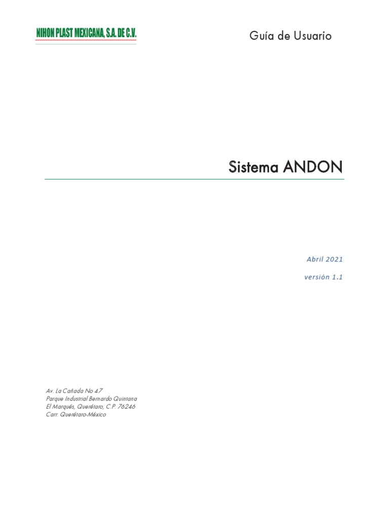 User-Guide-ANDON V1.1-Reducido | PDF | Soporte técnico | Informática User-Guide-ANDON V1.1-Reducido | PDF | Soporte técnico | Informática