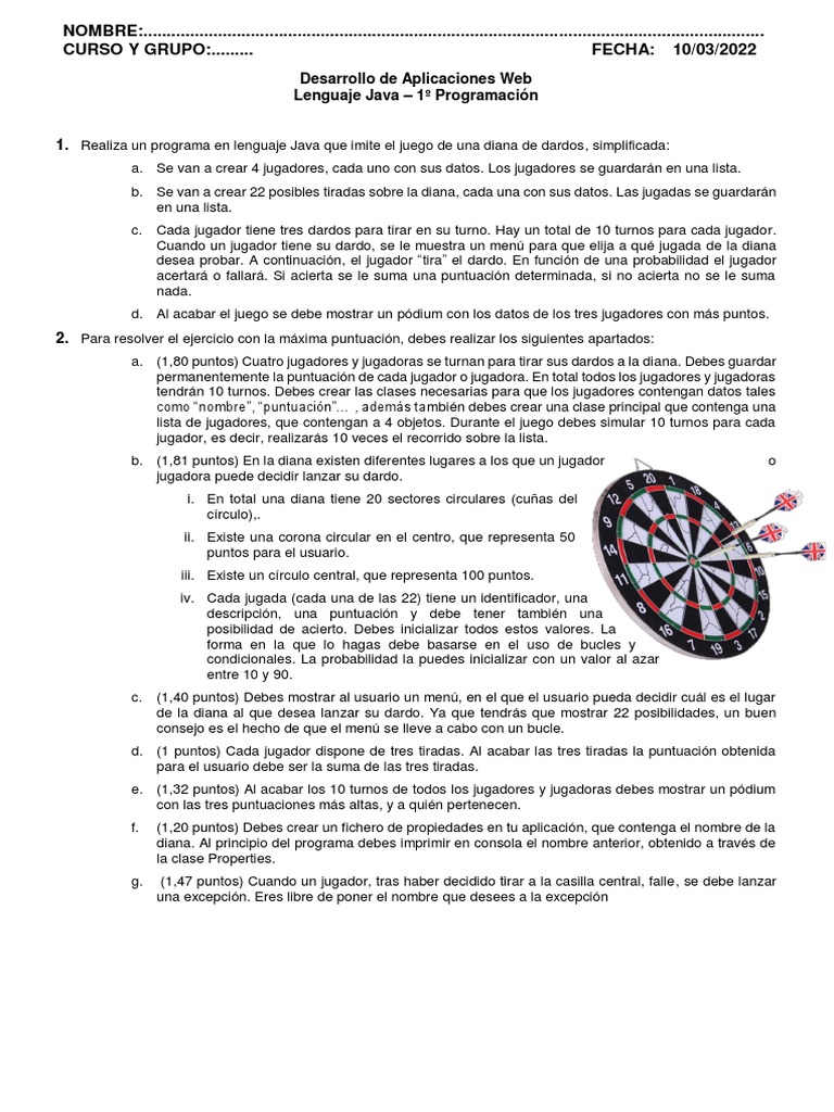 Prueba Programación 1º DAW - Java | PDF | Desarrollo de software | Informática