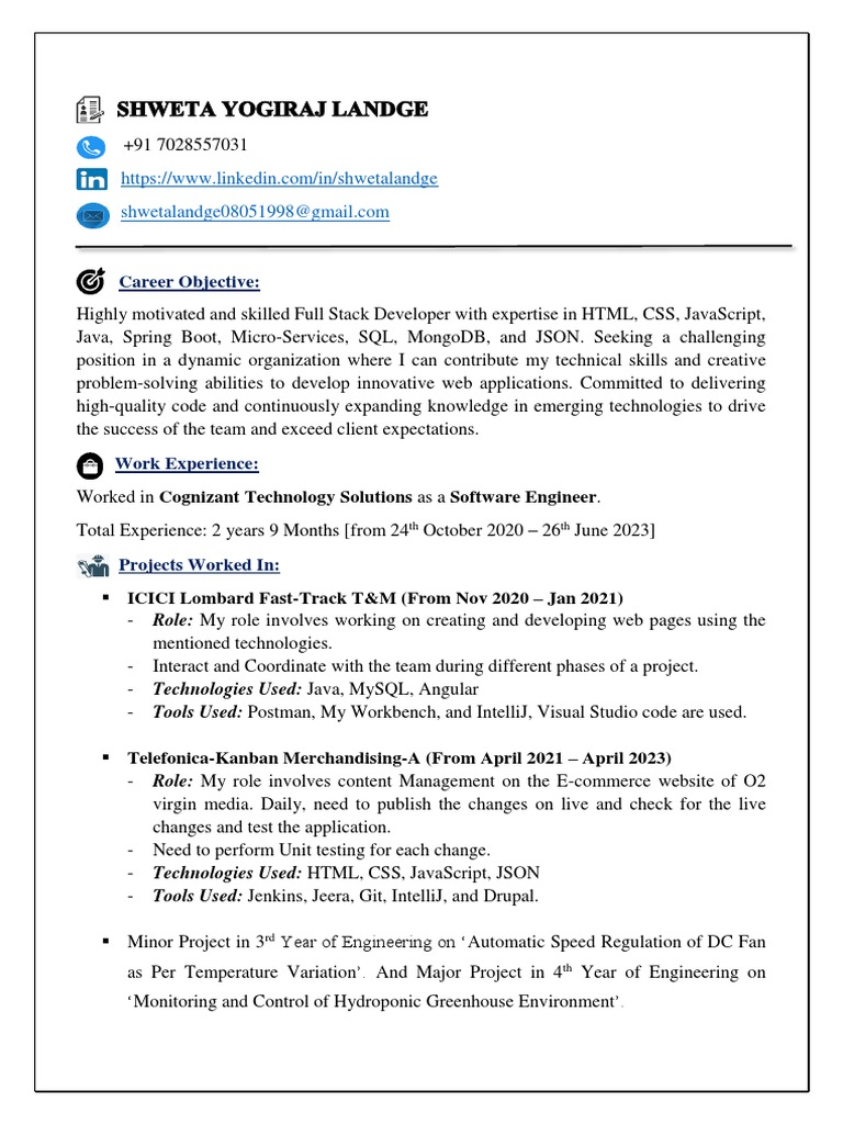 Shweta Resume | PDF | Java Script | World Wide Web