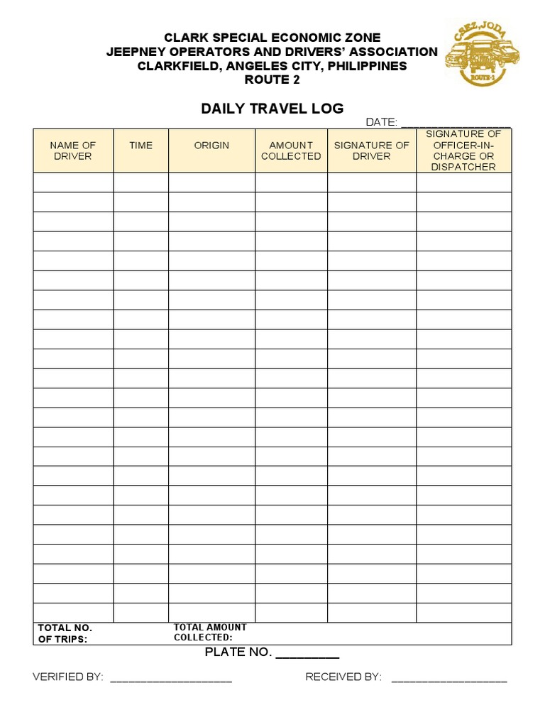 Daily Travel Log | PDF | Business