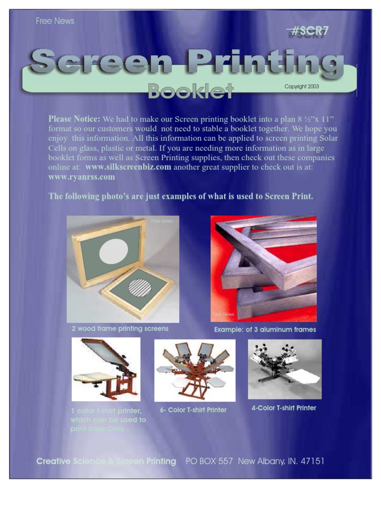Screen Printing Booklet | PDF | Image Scanner | Photograph
