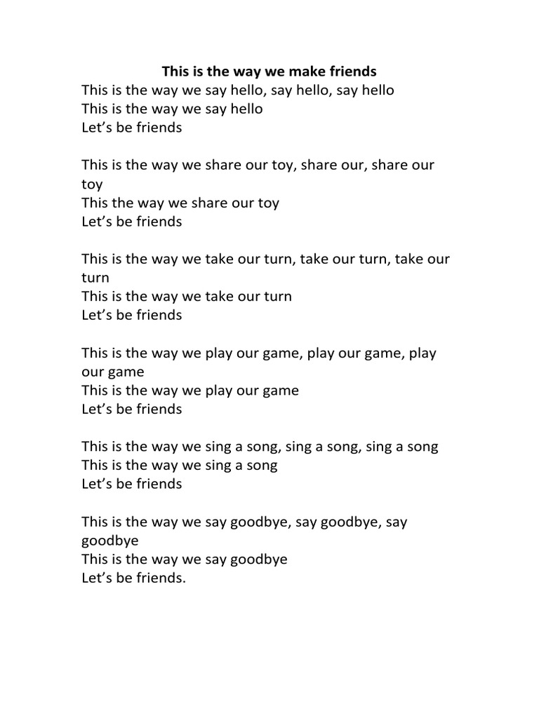 This Is The Way We Make Friends - Lyrics | PDF