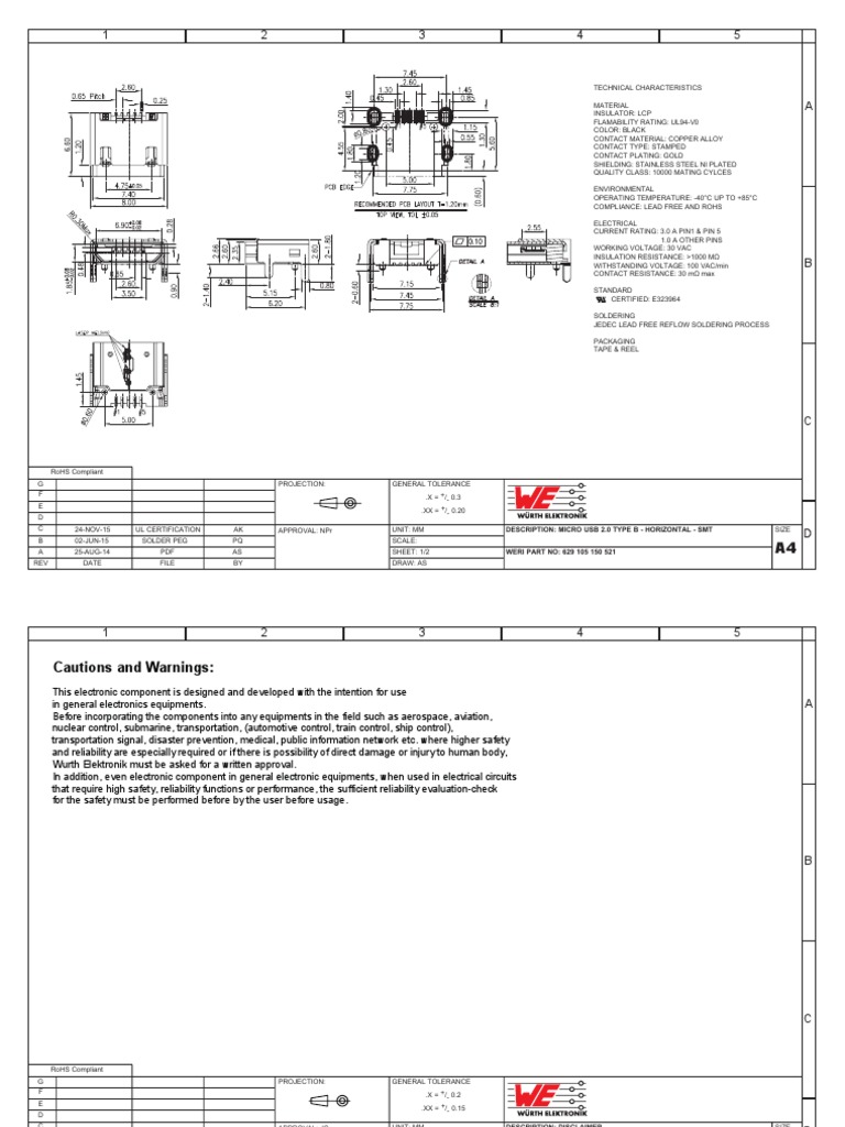 MICRO USB 2.0 TYPE B (WURTH 629105150521) | PDF | Secondary Sector Of ...