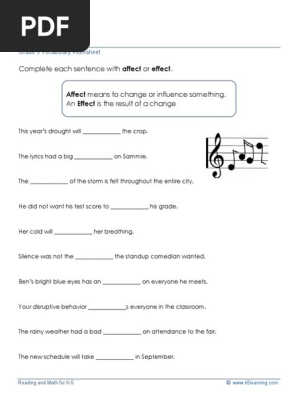Affect Vs Effect Worksheet 1 Answers Environmental Factors Affecting