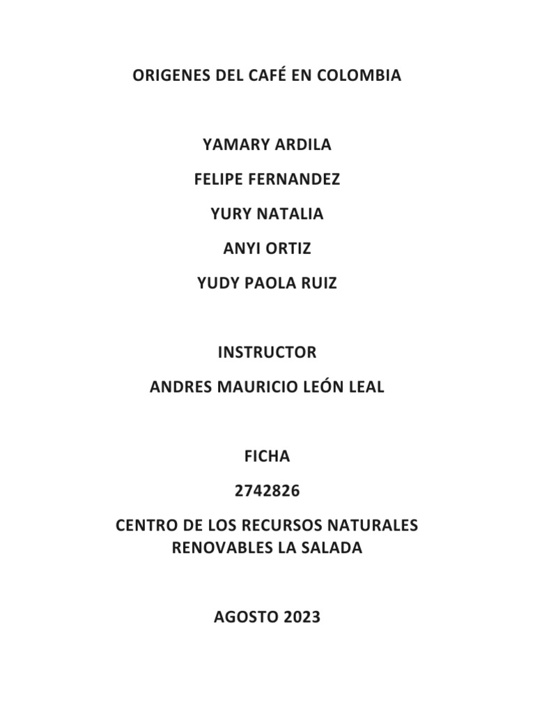 Historia Del Café En Colombia Pdf Café Colombia