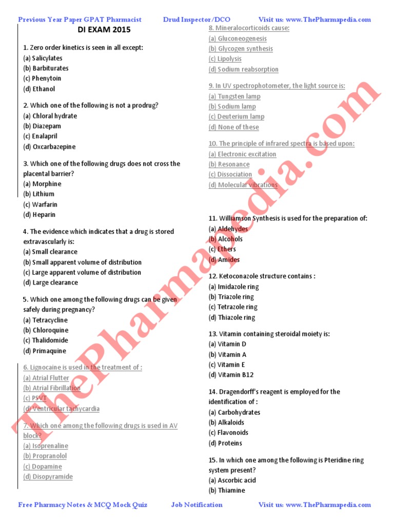 UPSC Drug Inspector Paper 2015 | PDF UPSC Drug Inspector Paper 2015 | PDF