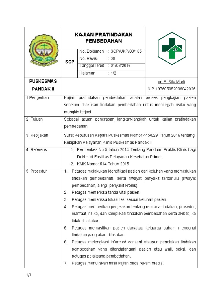 SOP Kajian Pra Tindakan Pembedahan | PDF | Pengembangan Diri ...