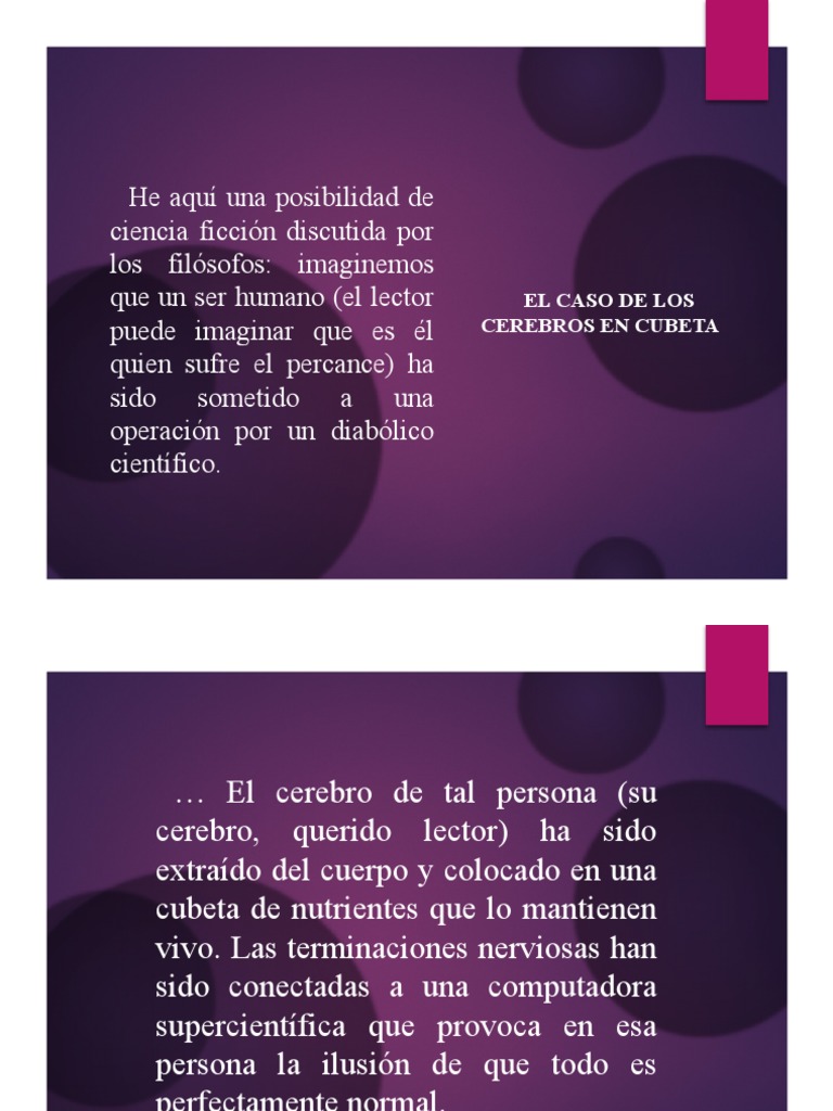 Cerebros en Cubeta | PDF | Pensamiento | Experiencia Cerebros en Cubeta | PDF | Pensamiento | Experiencia