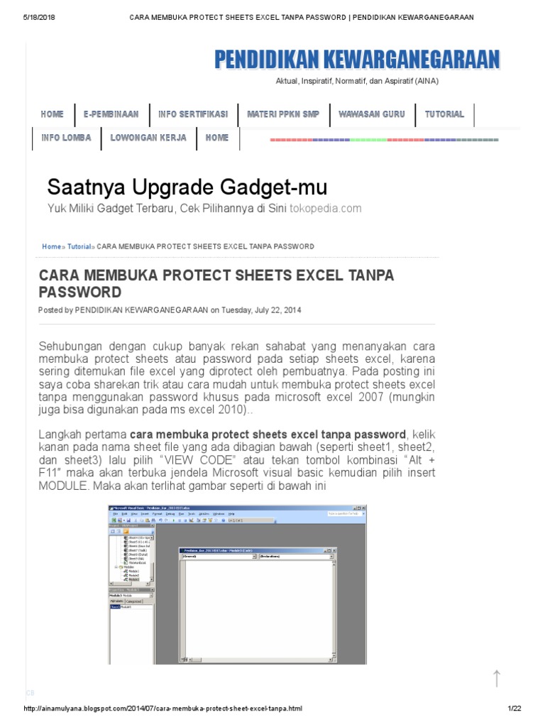 Cara Buka Protect Sheet Excel Tanpa Password | PDF | Komputer