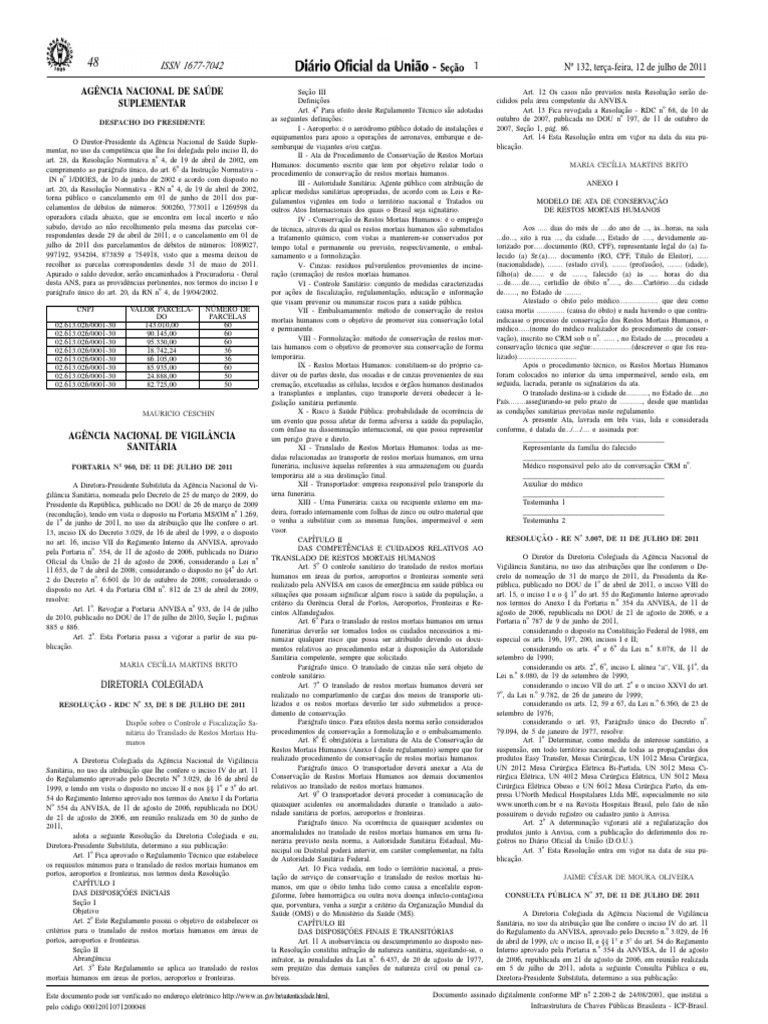 Resol Anvisa RDC 33 | PDF | Morte