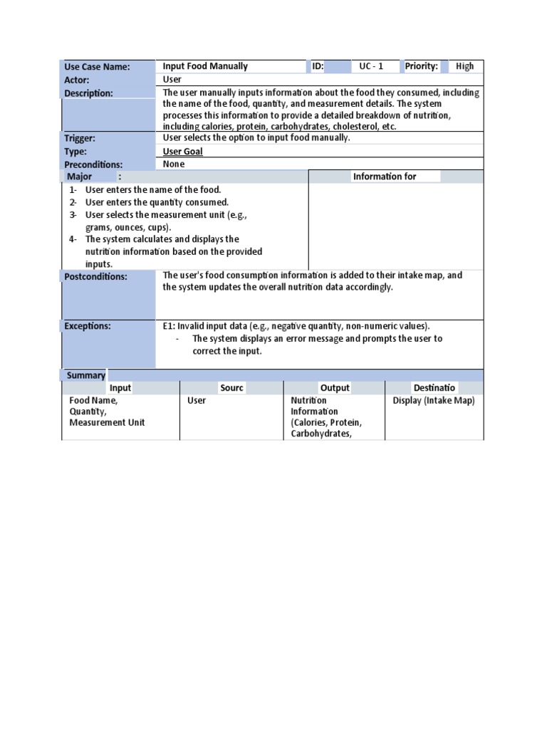 Use Case Analysis Document - Nutrition Tracker - GRP A - Updated | PDF ...