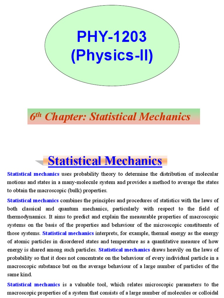 Statistical Mechanics | PDF