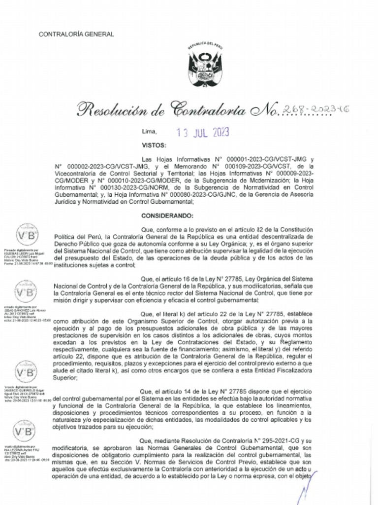Resolución de Contraloría #268-2023-CG | PDF