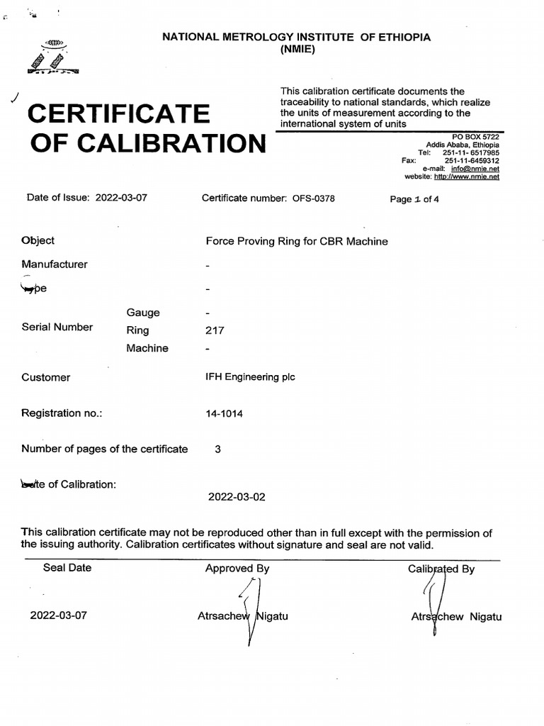 Certificate of Calibration - 002 | PDF