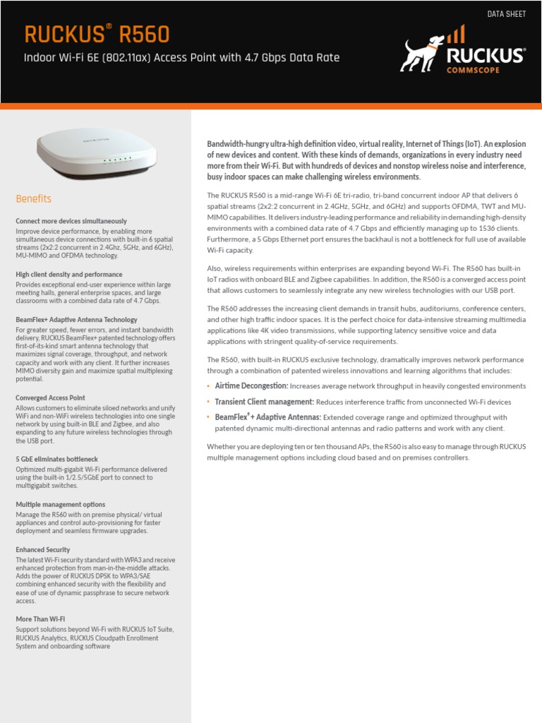 RUCKUS R560 Data Sheet | PDF
