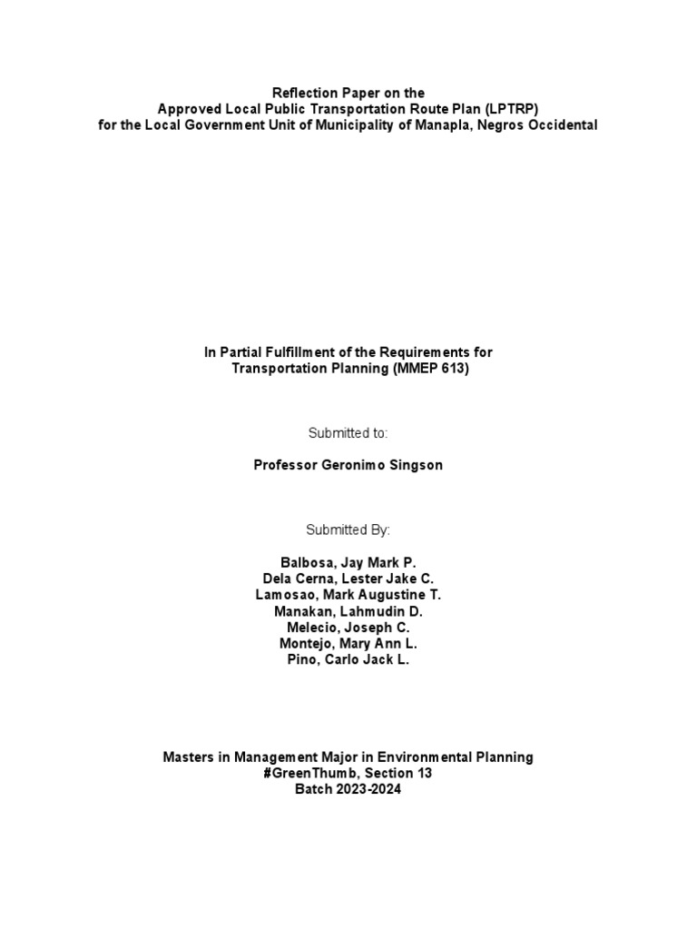 Reaction Paper Land Transpo | PDF