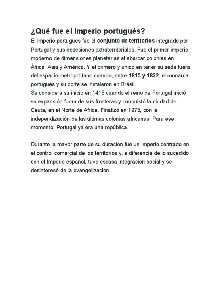 Qué Fue El Imperio PORTUGUES | PDF | Imperio español | Portugal