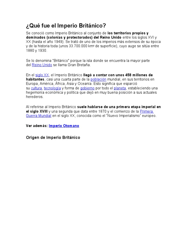 Qué fue el Imperio BRITANICO | PDF