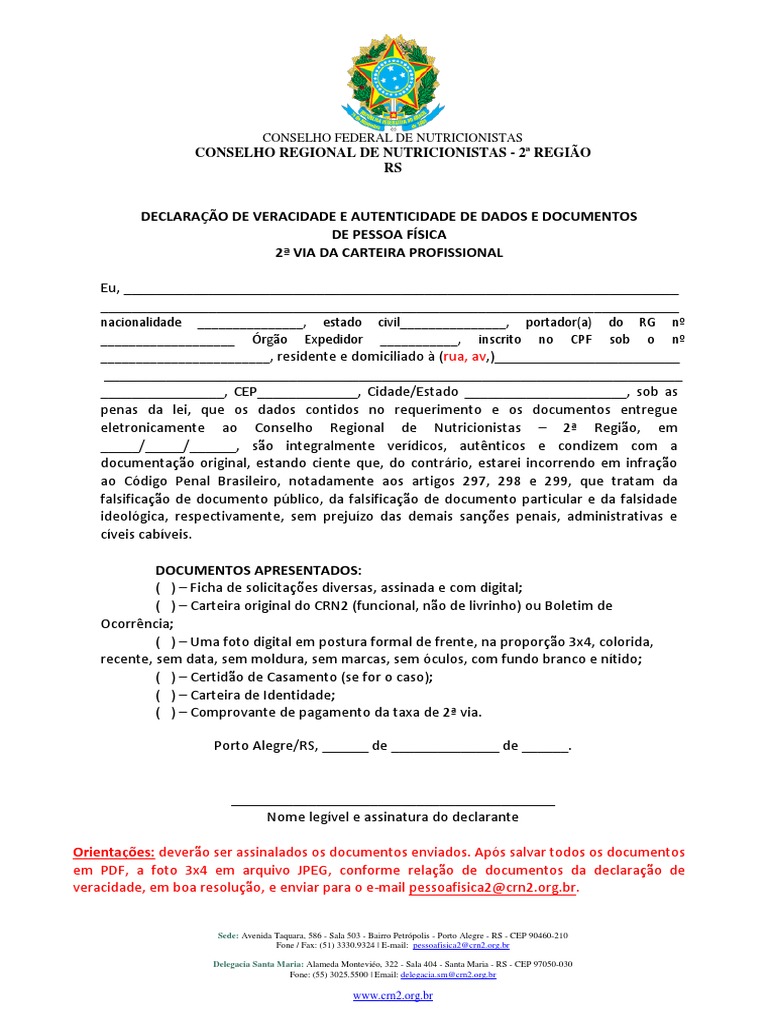 Formulário 1 | PDF | Documento | Brasil