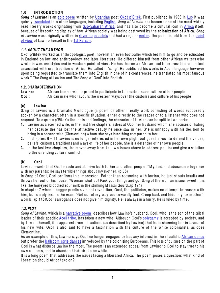 Song of Lawino | PDF