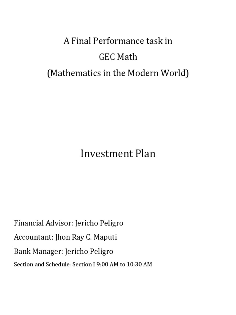 Investment Plan Project | PDF
