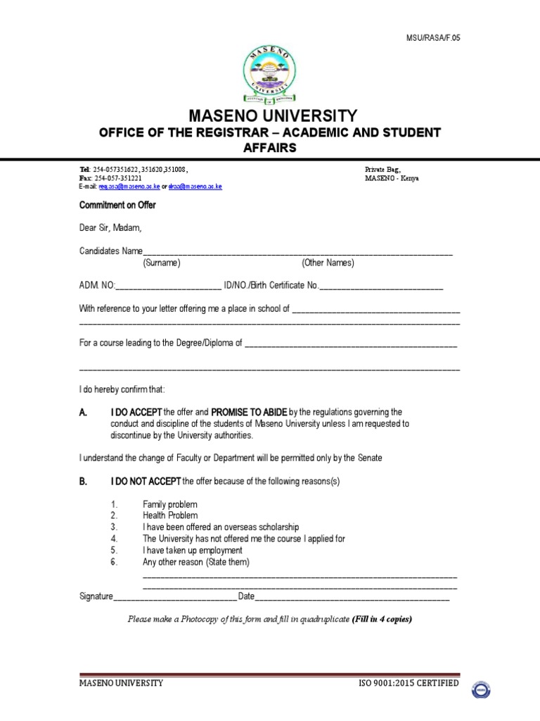 Students Acceptance Form | PDF