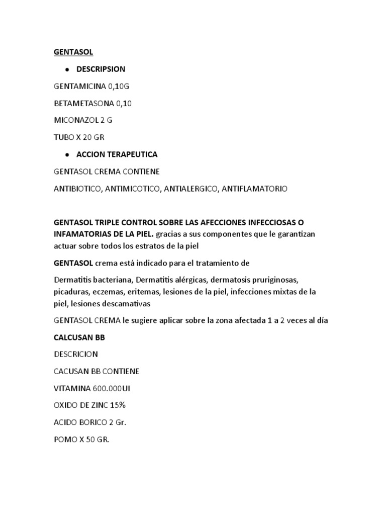 Usos y beneficios de Gentasol crema | PDF | Quemar | Ciencias de la Salud