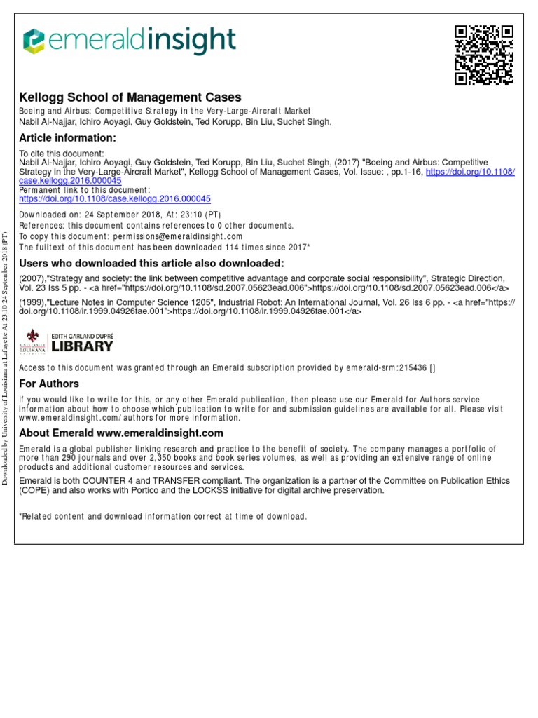 Boeing and Airbus - Competitive Strategy in The Very-Large-Aircraft ...