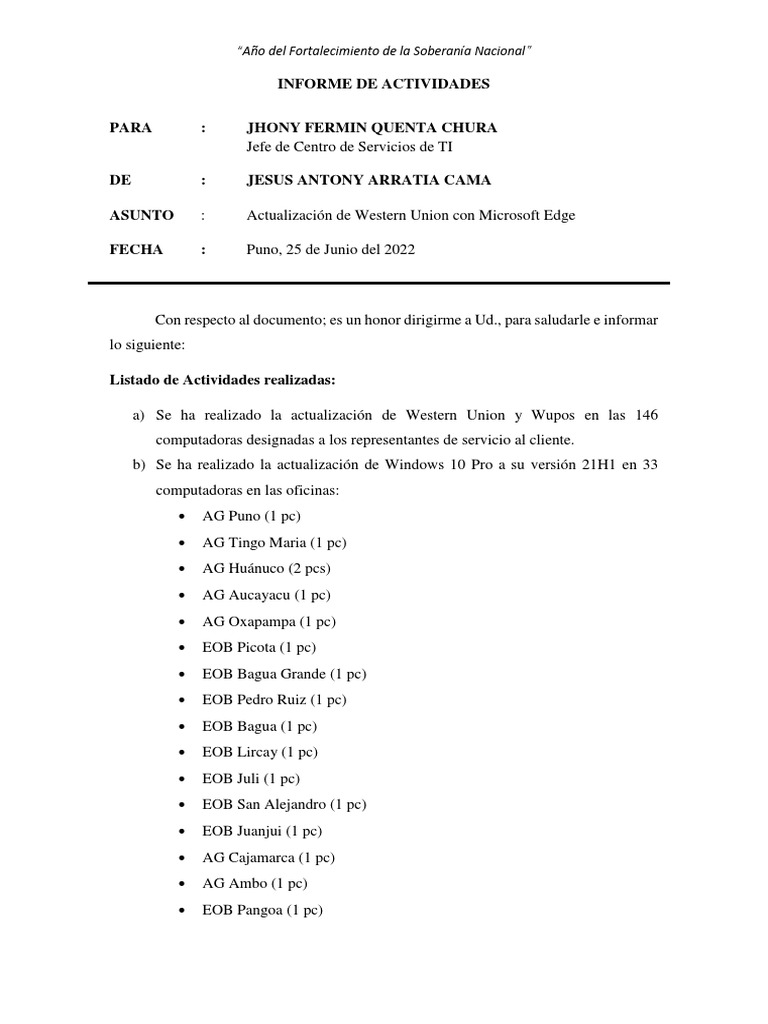 Actualización de Wupos y Western Union | PDF | Software | Ciencias de ...