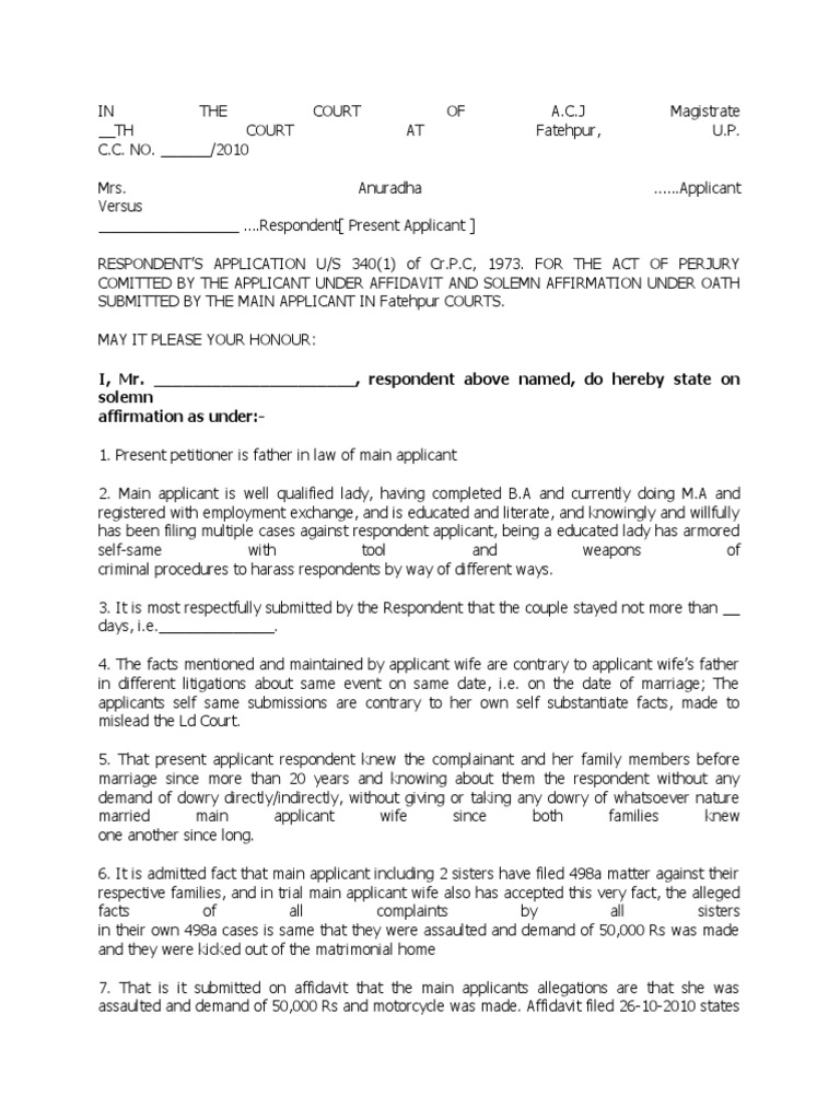 340 crpc application format | PDF