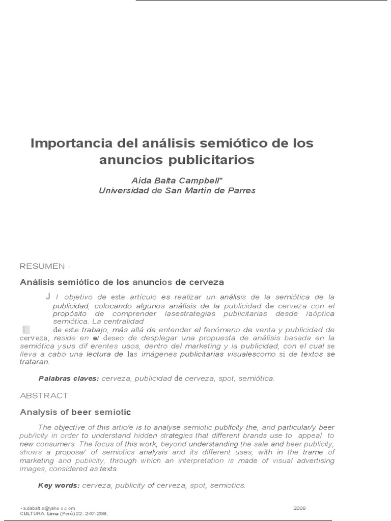 Analisis Semiotico de Los Anuncios Publicitarios | PDF | Semiótica | Marca