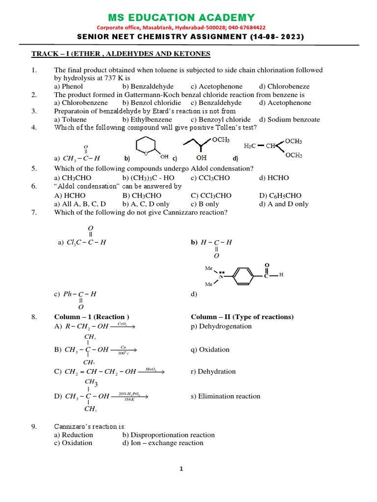 SR Neet Chem QP - New | PDF