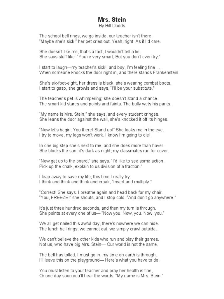 Mrs. Stein Poem | PDF