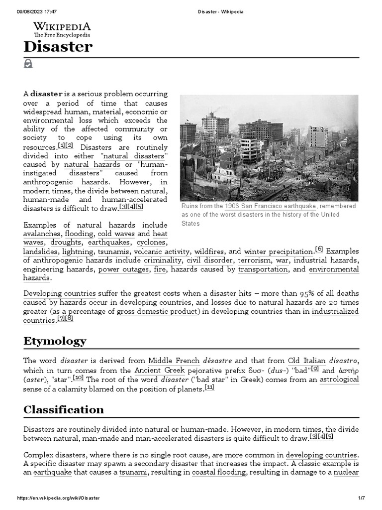 Disaster - Wikipedia | PDF