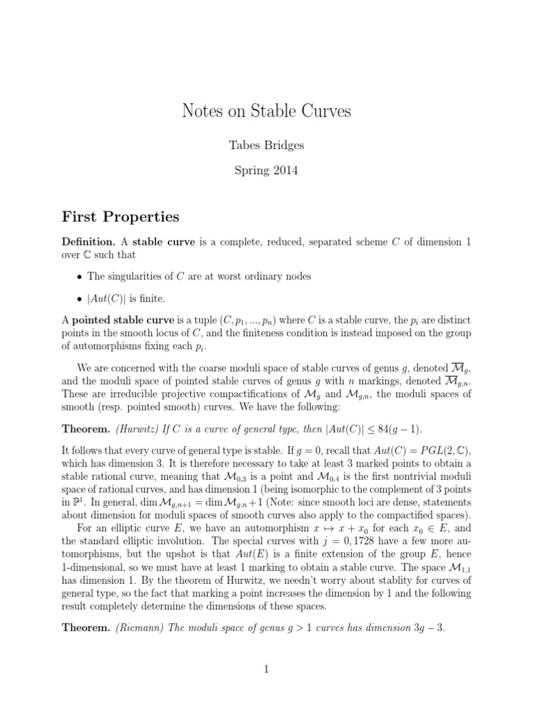 Stable Curves | Download Free PDF | Abstract Algebra | Mathematical Physics