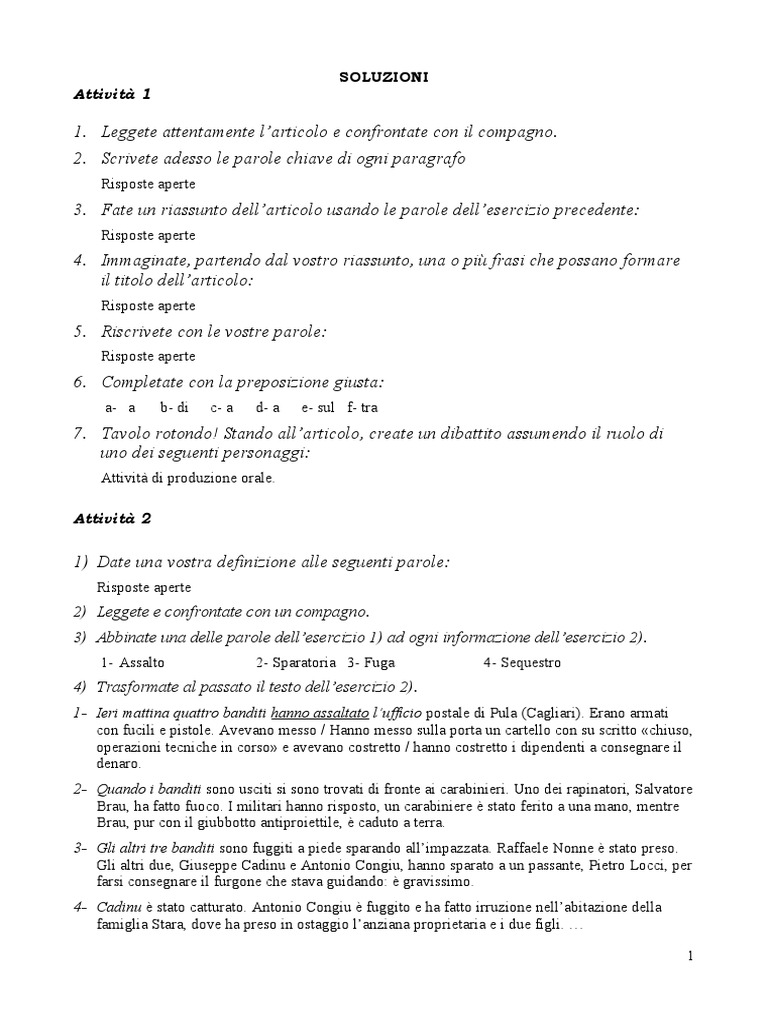 607 - Fascicolo Letture Soluzioni | PDF