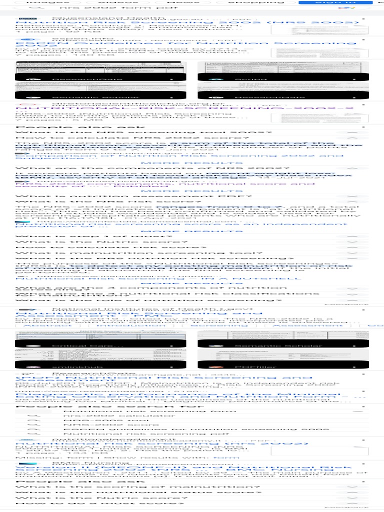 Nrs 2002 Form PDF - Google Search | PDF | Malnutrition | Body Mass Index