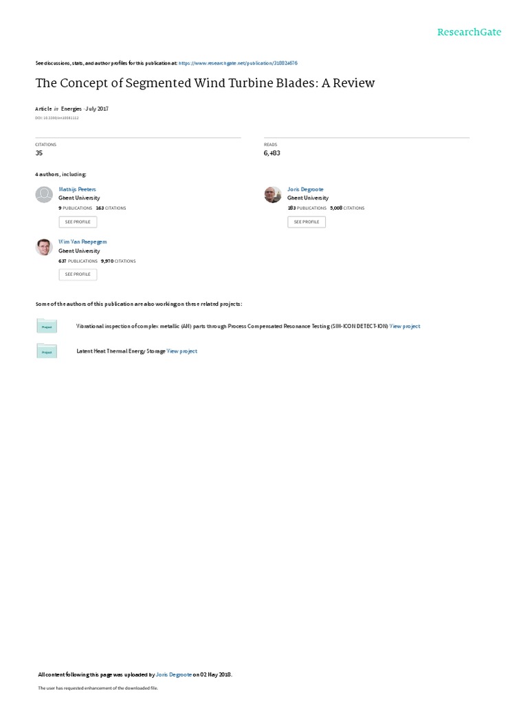 The Concept of Segmented Wind Turbine Blades | PDF | Wind Turbine | Turbine