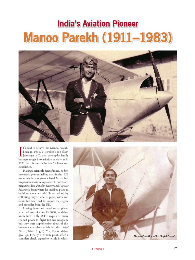 Vayu Issue India's Aviation Pioneer Manoo Parekh (1911 1983) | PDF ...