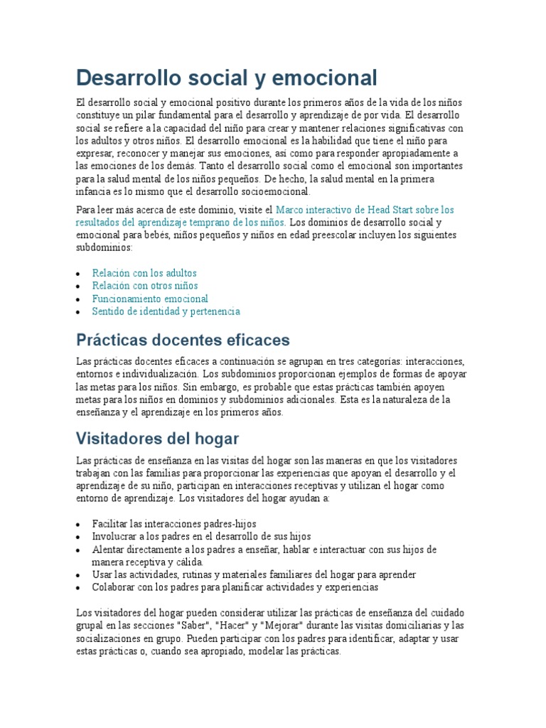 Desarrollo Social y Emocional | PDF