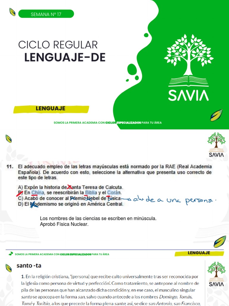 Reg. - Semana 17 - Lenguaje-De | PDF