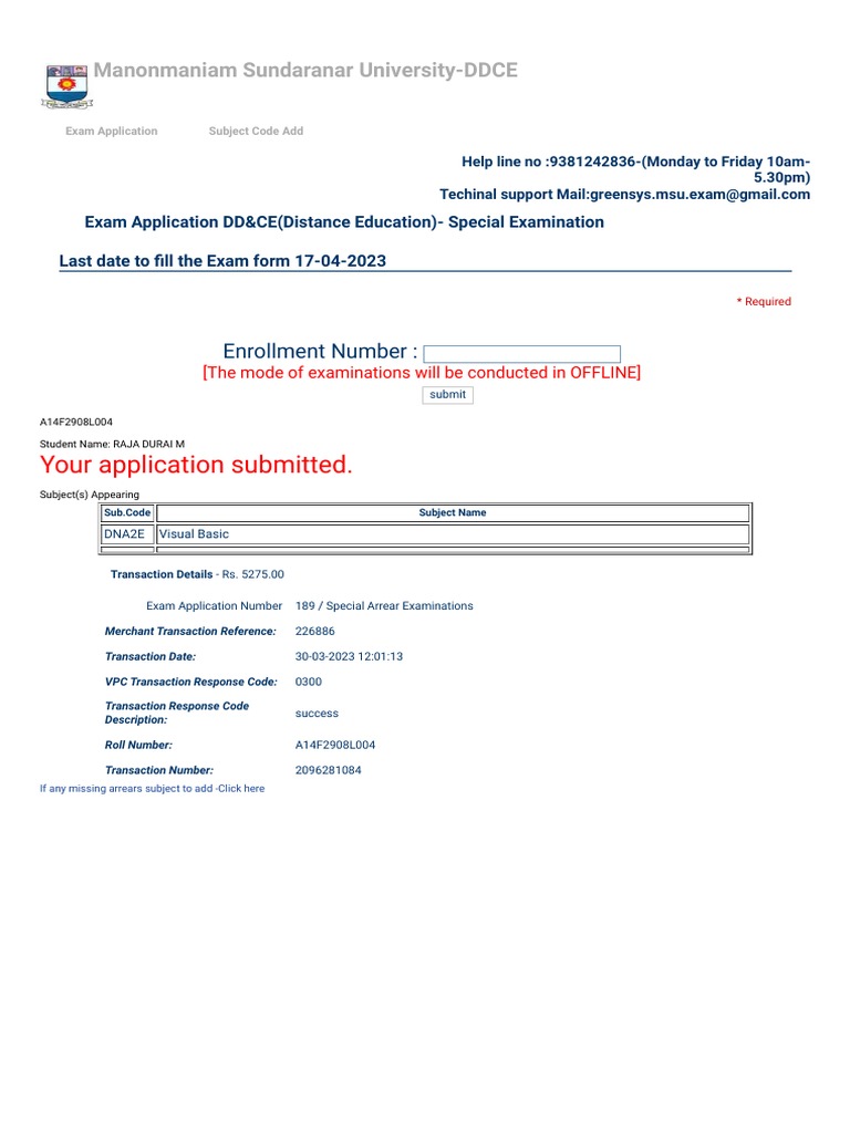 MSU-DDCE Exam Application Guide | PDF